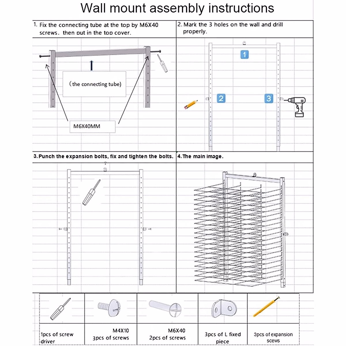 Metal Steel Art Drying Rack for Paintings, A3 Paper & Prints, Wall-Mounted Artwork Storage Display Rack with 20 Shelves for Classrooms, Art Studio and Home Use, White+Black