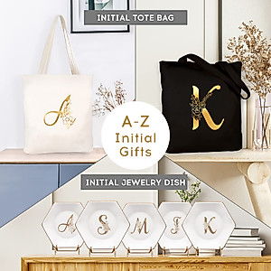 CARAKNOTS Jewelry Tray for Women Ceramic White Ring Dish Birthday Engagement Wedding Valentines Gifts for Her Jewelry Dish for Rings Earring Necklace Monogram Initial Decorative Trinket Plate Letter H