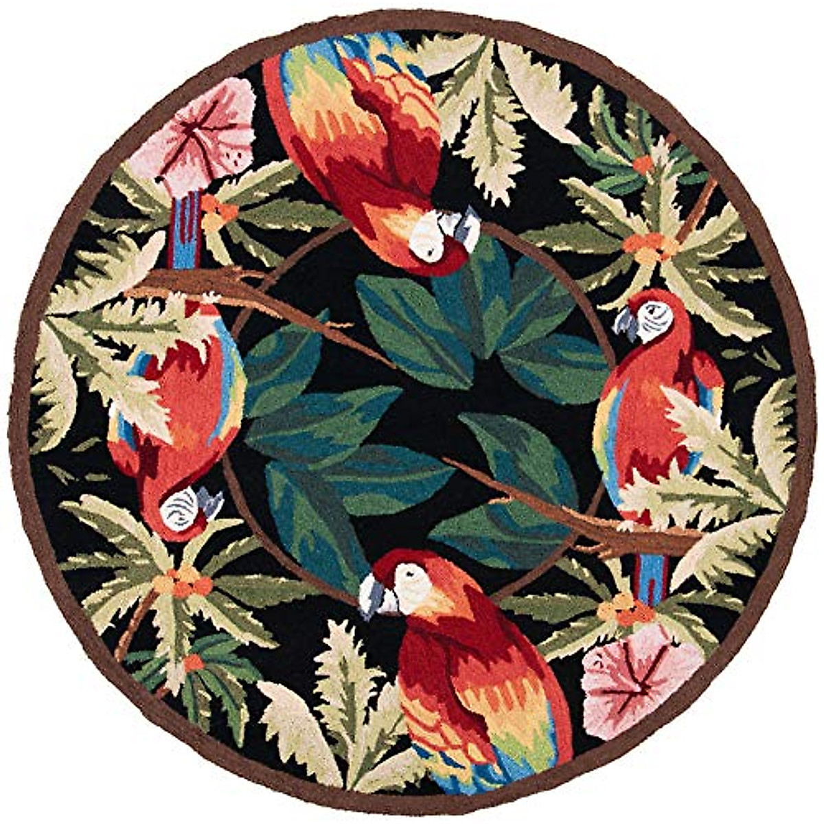 SAFAVIEH Chelsea Collection 3' Round Black HK296A Hand-Hooked French Country Wool Area Rug