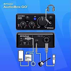 PreSonus AudioBox GO | USB-C Audio Interface for music production with Studio One DAW Recording Software, Music Tutorials, Sound Samples and Virtual Instruments