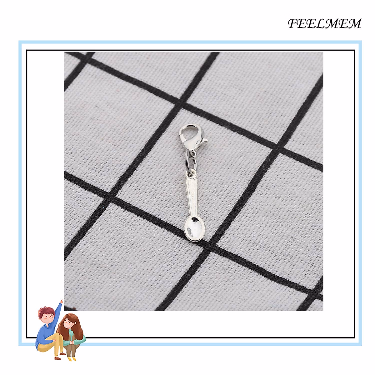 FEELMEM Spoon Charm Little Spoonnie Clip on Charm Zipper Pull Spoon Theory Jewelry Spoonnie Gift Tablespoon Spoon Pendant