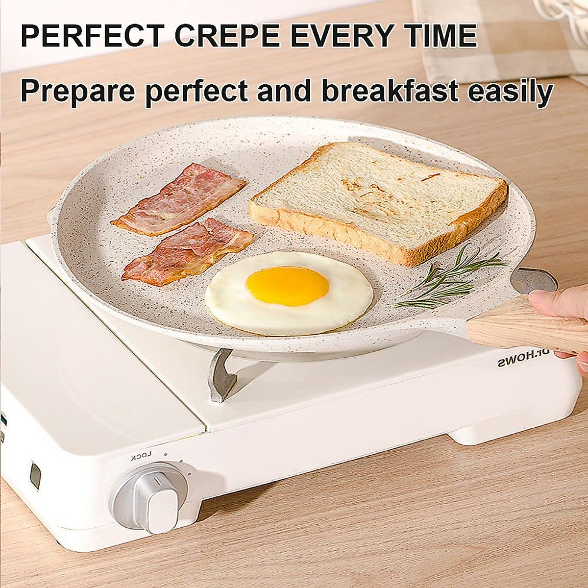 JUSTUP Non Stick Skillet Pan, 11 Inch Nonstick Crepe Pan Dosa Pan, Die-cast Auluminium Pancake Griddle Pan, PFOA Free Cooking Pan for Tortillas, Pancakes, Omelette, Egg Pan (11 Inch White)