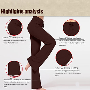 Ceboyel Womens Wide Leg Yoga Pants Drawstring Lounge Flare Workout Sweatpants Straight-Leg Loose Bell Bottom Dress Pants 2023 Brown