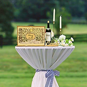 OurWarm Gold Wedding Card Box for Wedding Reception, Glittery Wooden Card Boxes with Lock, Gift Card Box Money Holder for Reception Anniversary Shower Rustic Wedding Decorations Birthday Graduation