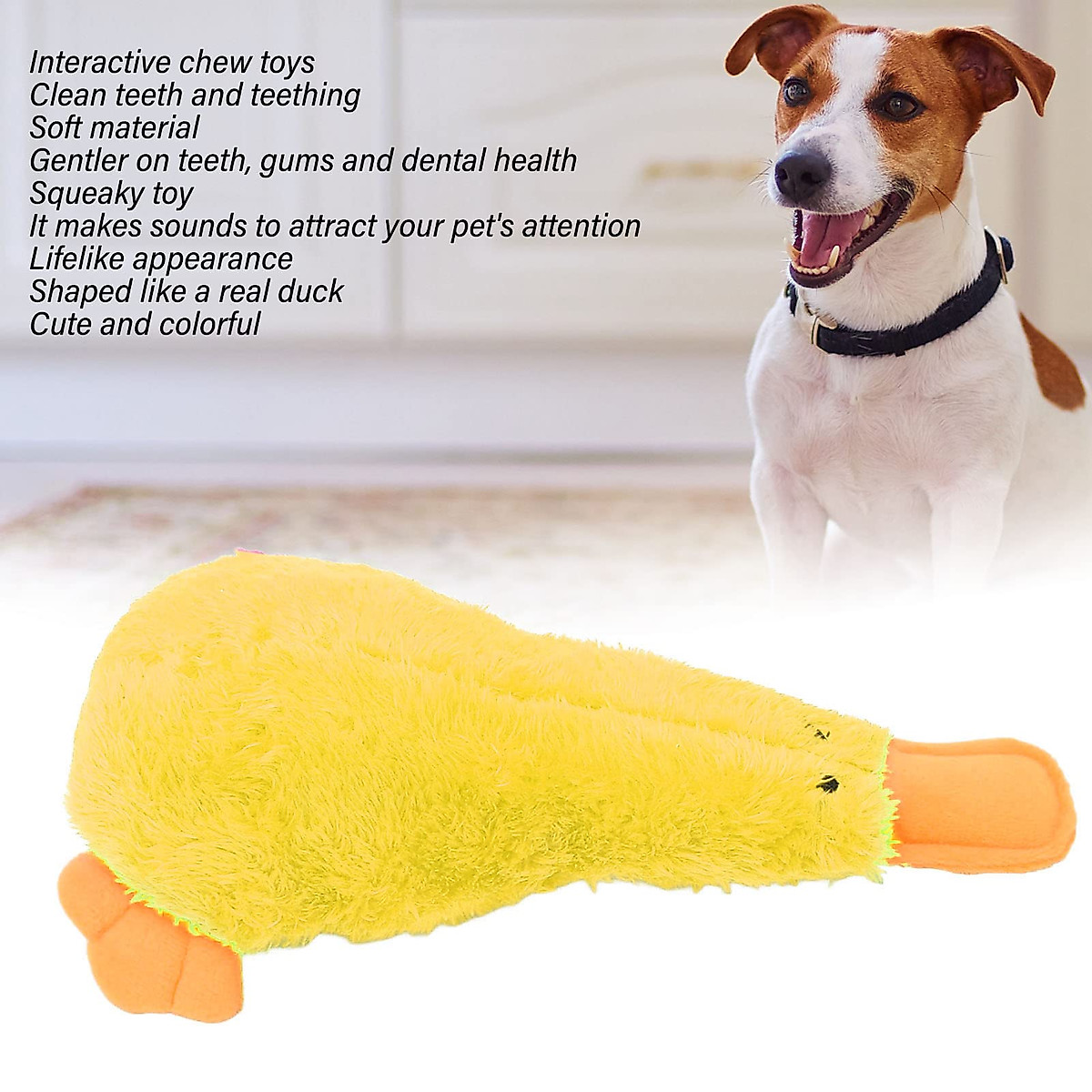 Duck Dog Squeaky Toy, Interactive Teeth Cleaning Plush Dogs Chew Toy Dog Companion for Dogs Puppies Pets (Yellow)