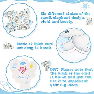 Tatuo Elephant Cutouts 36 Pcs Elephant Theme Baby Shower Decorations Cute Blue Elephant Cutouts for Baby Shower, Birthday Party, Gender Reveal Party Supplies