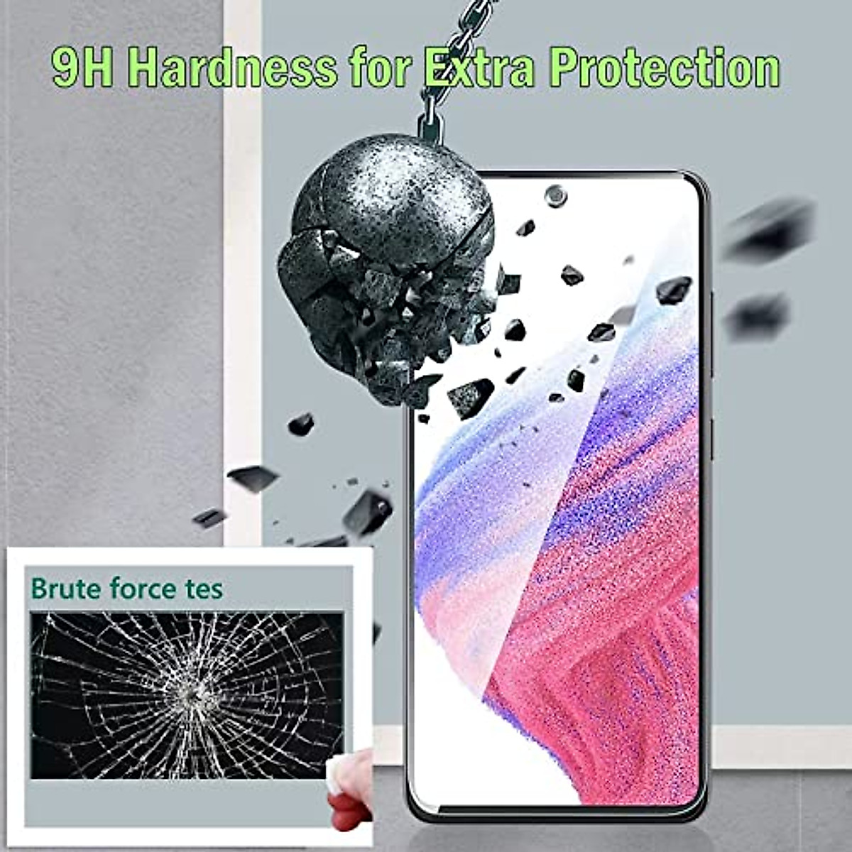 Jeywiry 3 Pack Screen Protector Compatible for Samsung Galaxy A53 5G with 3 Pack Camera Lens Protector, Ultra HD Tempered Glass, 9H Hardness, Anti-Scratch, Easy Installation - Case Friendly