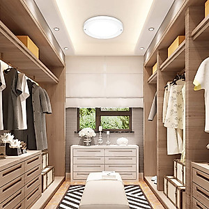 Youtob LED Flush Mount Ceiling Light, 15W 100 Watt Equivalent, 1200lm White Round Lighting Fixture for Kitchens, Closets, Stairwells, Basements, Hallways, Laundrys(Cool White 4000K-White)