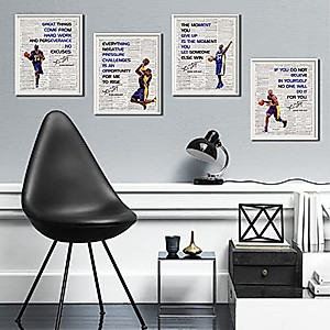 OHOFUN Basketball wall decoration painting, sports wall art gift for Basketball fans, men, boys, for boy's room decor，set of 4, 8 X10 ins UNFRAMED