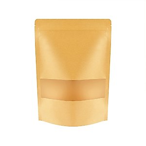 100 Pcs Kraft Stand Up Pouches 3.5 x 5.5 Inch Resealable Zip Lock Food Storage Bags with Matte Window for Packaging