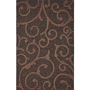 Unique Loom Outdoor Botanical Collection Area Rug - Vine (5' 1" x 8' Rectangle, Chocolate Brown/ Black)