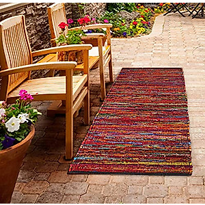 Cotton Multi Chindi Hand Woven Rugs 36X60 Inch Multi Color Chindi Rag Rug - 3x5 Feet Rectangle Bohemian Colorful Area Rug - Recycled Hand Braided Rugs- Biodegradable