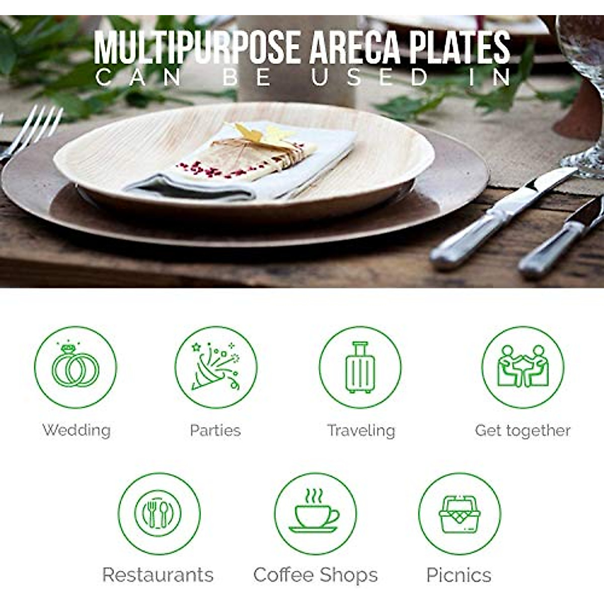 Dtocs Palm Leaf Plates Pack 50, 10X6 Inch Oval | Eco-friendly, Compostable, Natural, Organic Disposable Party Plates For Wedding, Camping, Birthday Dinner | Better Than Bamboo, Paper Plates
