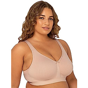 Fruit of the Loom Women's Plus Size Wireless Cotton Bra, Sand, 38DD