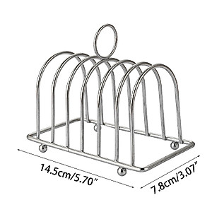 JAGTRADE Toast Bread Rack Stainless Steel Bread Holder Kitchen 6 Slices Bread Display Stand Lightweight Food Display Tool