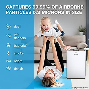 Turonic PH950 - Hepa Air Purifiers for Home w/Humidifier, Large Room Air Cleaner up to 2500 Sq Ft, 8-Stage Purification w/True Hepa 13 Filter, UV-A Light & Ionizer, Smart Auto Mode, Wi-Fi control