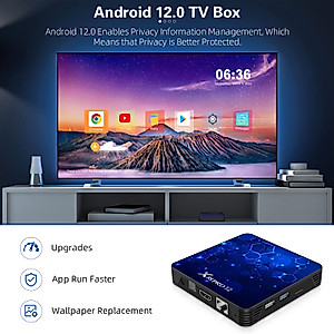 Android 12.0 TV Box, X88 PRO 12 Android TV Box 4GB RAM 32GB ROM RK3318 Quad-Core 64bit Support 4K 3D HD H.265 Ethernet 2.4G/5G Dual-Band WiFi BT5.0 Smart TV Box