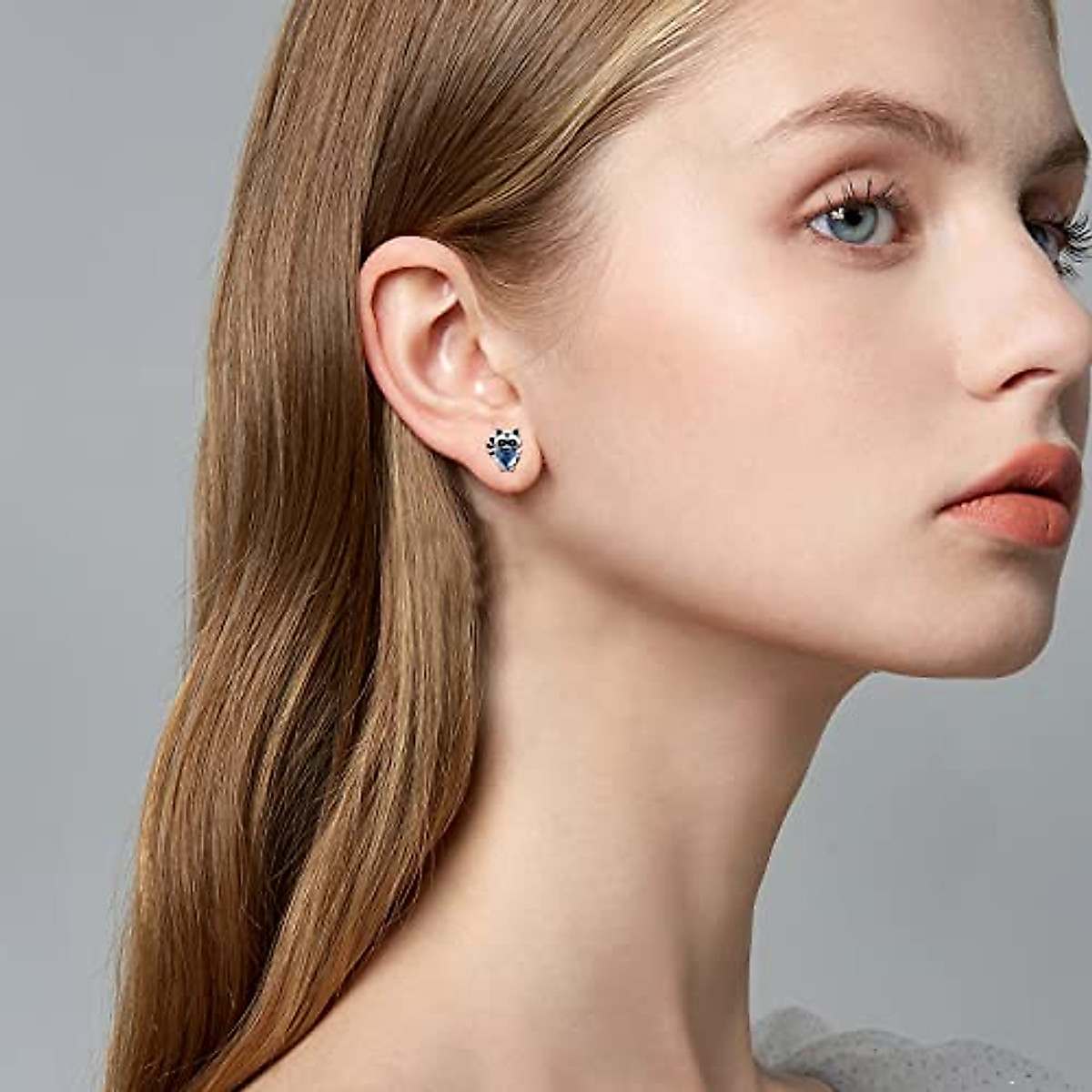 Raccoon Earrings Sterling Silver Crystal Cute Panda Studs Earrings Hypoallergenic Earrings for Sensitive Ears Raccoon Jewelry Gifts for Women