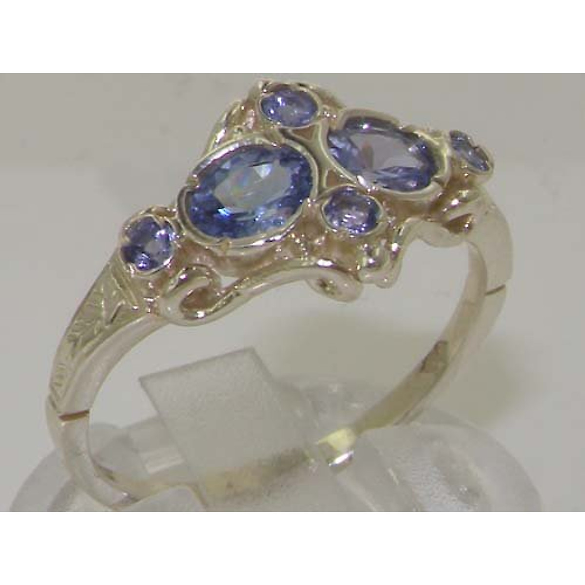 LetsBuyGold 925 Sterling Silver Real Genuine Tanzanite Womens Promise Ring - Size 9
