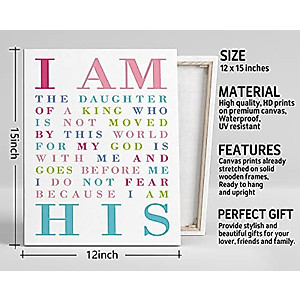 Religious Canvas Wall Art, Inspirational Quote Bible Verse Wall Art Canvas Prints Poster, Christian Scripture Print Decor for Girls Room, Bedroom, Gifts for Daughter Women Size 12x15