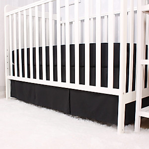 CaSaJa Original Crib Sheet and Skirt Set for Baby Boy Girl, Breathable Soft Nursery Crib Bedding Set Standard, 14” Drop Pleated Bedskirt Black, 9” Deep Pocket Fitted Mattress Bed Sheet Black