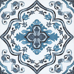 FloorPops FP3932 Marrakesh Peel & Stick Floor Tiles, Blue