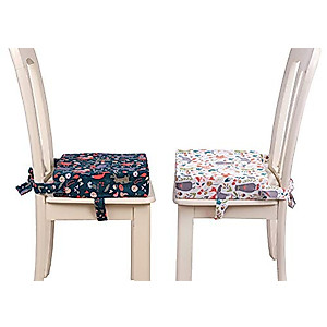 Mornenjoy Toddler Booster Seat Cushion for Dining Table,Chair Increasing Cushion for Children,Highchair Booster Cushion Washable Cloth Square Kids Seat Cushion with Straps (Unicorn Blue)