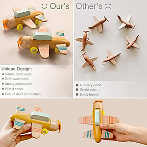 JETM·HH Wooden Airplane Toys - Wooden Airplane Play Set - Air Transport Toy-Montessori Fine Motor Skills Toys for 3+ Year Old Open Ended Play for Toddler, Babies, Boys and Girls
