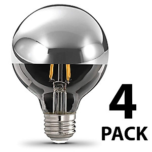 Feit Electric G2540/CHR/827/FIL/4 40 W EQ G25 DM Specialty Decor LED Light Bulb, 4-Pack