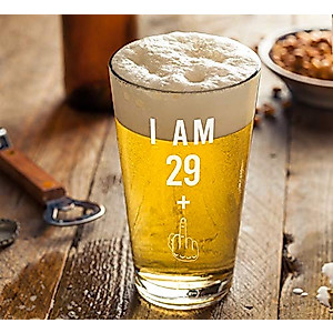 29 + One Middle Finger 30th Birthday Gifts for Men Women Beer Glass – Funny 30 Year Old Presents - 16 oz Pint Glasses Party Decorations Supplies - Craft Beers Ideas for Dad Mom Husband Wife 30 th