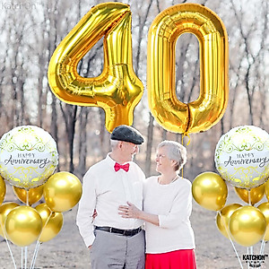 KatchOn, Gold 40 Balloon Numbers - Big, 40 Inch | Gold 40th Birthday Decorations for Men | Gold 40th balloons, 40th Birthday Balloons for 40th Birthday | Happy 40th Birthday Decorations for Women Gold