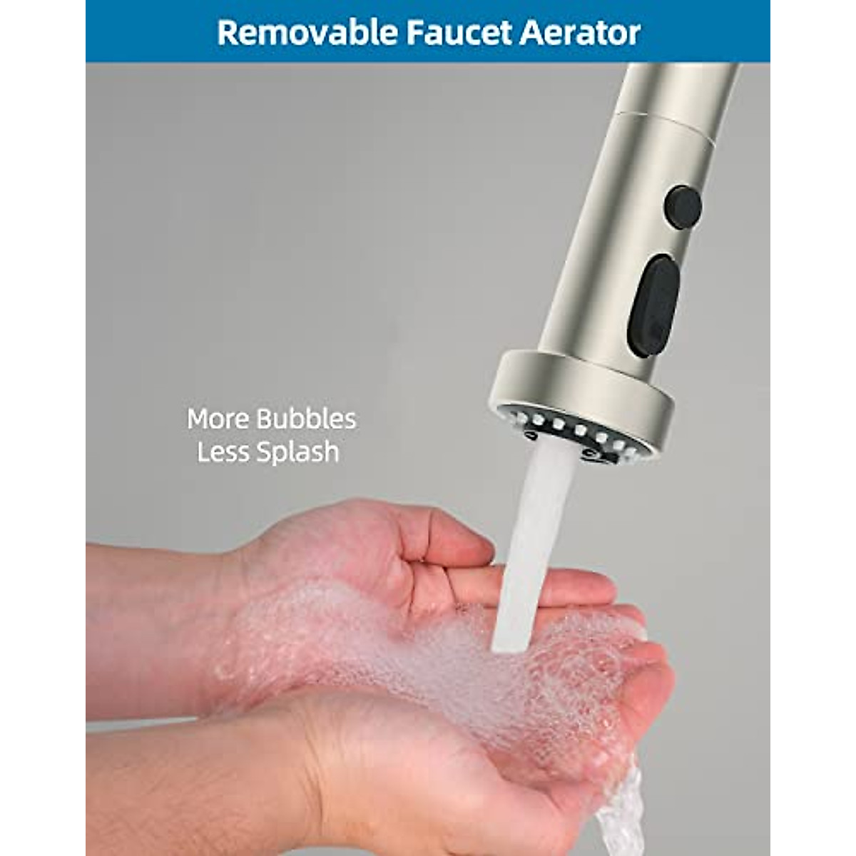 Hygie Rinse Pull Down Faucet Sprayer Head 3 Function Sink Faucet Head Replacement with 9 Adapters Compatible with Moen Delta Kohler Faucet Head, Brushed Nickel