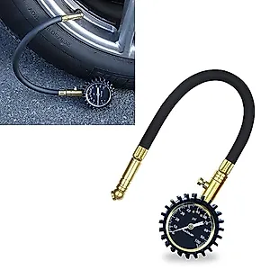 gunhunt 1 PC Car Valve Tire Pressure Gauge, 17.51" x 2.71" Car Universal Precision Mechanical Tire Deflate Zero Valve (Gold)