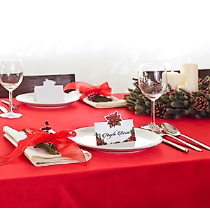 100 Pack Christmas Place Cards Holiday Seating Name Card Die Cut Xmas Poinsettia Flower Table Setting Folded Paper Tent Cards for Winter Dinner Wedding Tables Placement Party Decorations 2" x 3.5"