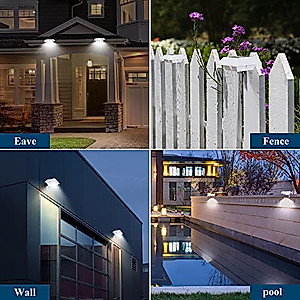 FALOVE Solar Gutter Lights, Upgraded 12 LEDs Wall/Fance/Gutter/Deck Lights Solar Powered 4 Mount Ways Solar Lights Outdoor Waterproof IP67 for Gate Garage Cabin Garden Backyard Patio 4 Pack