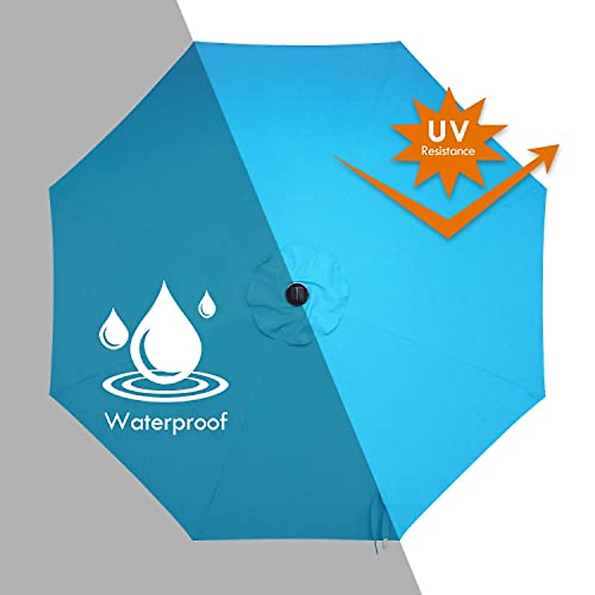 Aok Garden 9 ft Patio Umbrella LED Lighted Outdoor Table Umbrella, Aluminum Pole 8 Ribs Umbrella with Tilt and Crank