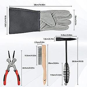 Worldity 4Pcs Welding Slag Removal Tool Set, 10 Inch Chipping Hamme with Coil Spring Handle, Mufti Functional Welding Pliers, Wire Brush, Welding Gloves for Cleaning Removing Slag