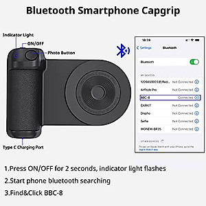HAFOKO Magnetic Smartphone CapGrip Camera Cell Phone Handle Grip Photo 10W Wireless Charging Stand Phone Holder with Bluetooth Wireless Remote Control Compatible for iPhone Samsung Video Shooting