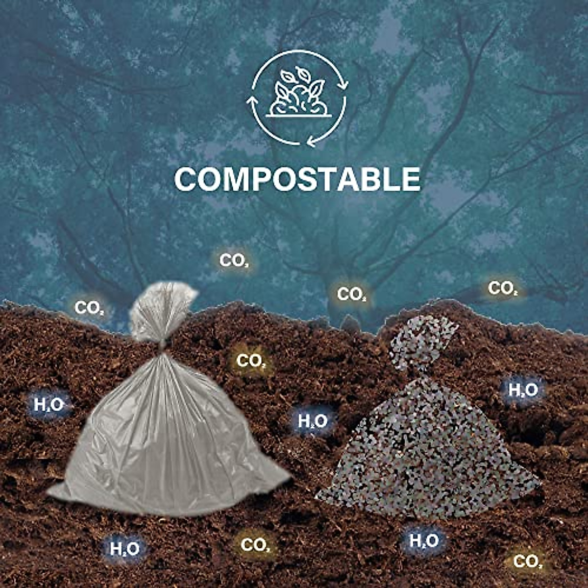 Heart of Tafiti Small Compost Bags 2.6 Gallon, US BPI ASTM D6400 Certified Compostable Trash Bags, Extra Thick Food Scrap Kitchen Waste Bags, 100 Count
