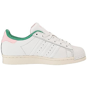 adidas Women's Superstar Sneaker, White/Clear Pink/Semi Court Green, 9.5 Narrow