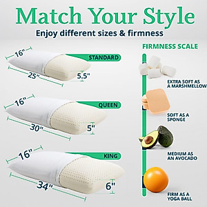 OrganicTextiles Talalay Latex Pillow with Organic Cotton Cover (Queen Size, Soft), GOTS Certified, Bed Pillow for Sleeping, Neck Pain Relief Help, Head Support, for Side Back Stomach Sleeper