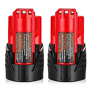 2 Pack 3000mAh M12 Replacement Battery for Milwaukee M12 Battery, Compatible with Milwaukee M12 XC Cordless Power Tools Replace for 48-11-2401, 48-11-2402, 48-11-2440, 48-11-2411