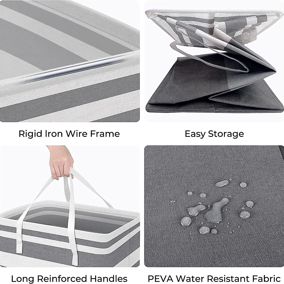 2 Pack Large Laundry Basket,Waterproof, Freestanding Laundry Hamper, Collapsible Clothes Hamper with Extended Handles for Clothes in The Dorm and Family (A)