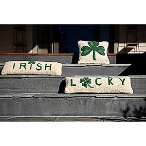 Chandler 4 Corners Artist-Designed Irish Clover Hand-Hooked Wool Decorative Throw Pillow (8” x 24”) St Patrick's Pillow for Couches & Beds-Easy Care, Low Maintenance St Patty's Day Shamrock Pillow