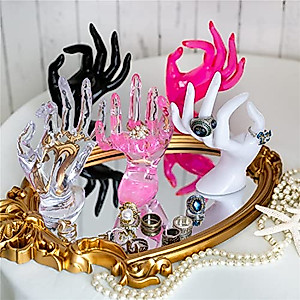 HOMEGOAL Ring Holder, Pink Room Decor, Hand Jewelry Display Holder, Danish Pastel Room Decor, Preppy Decor, Mannequin Hand, Polyresin, 7 Inch (Pink)