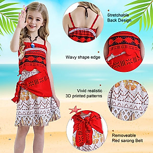 COTRIO Princess Clothes 5t Girls Princess Costume 5/6 Birthday Party Outfit Halloween Princess Dresses Kids Princess 2 Piece Crop Top Skirt Set with Accessories Size 6 (Red)