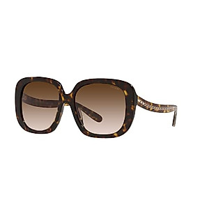 COACH Woman Sunglasses Dark Tortoise Frame, Brown Gradient Lenses, 56MM