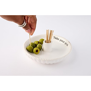 Mud Pie Take Your Pick, Toothpick Dish, 1.25" x 6" dia, White