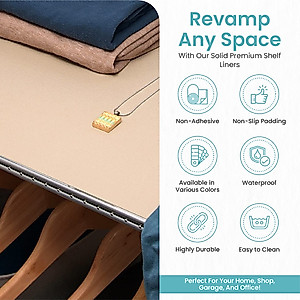 Con-Tact Brand Grip Premium Solid Thick Non-Adhesive Shelf and Drawer Liner, 18" x 4', Taupe, 6 Rolls