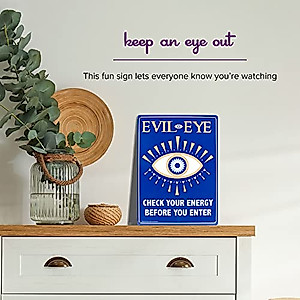 Evil Eye Metal Sign - Easy-to-Hang Wall Decor - Fun Tin Signs for Man Cave - Metal Dorm Room Decorations, Garage Signs, and Man Cave Signs